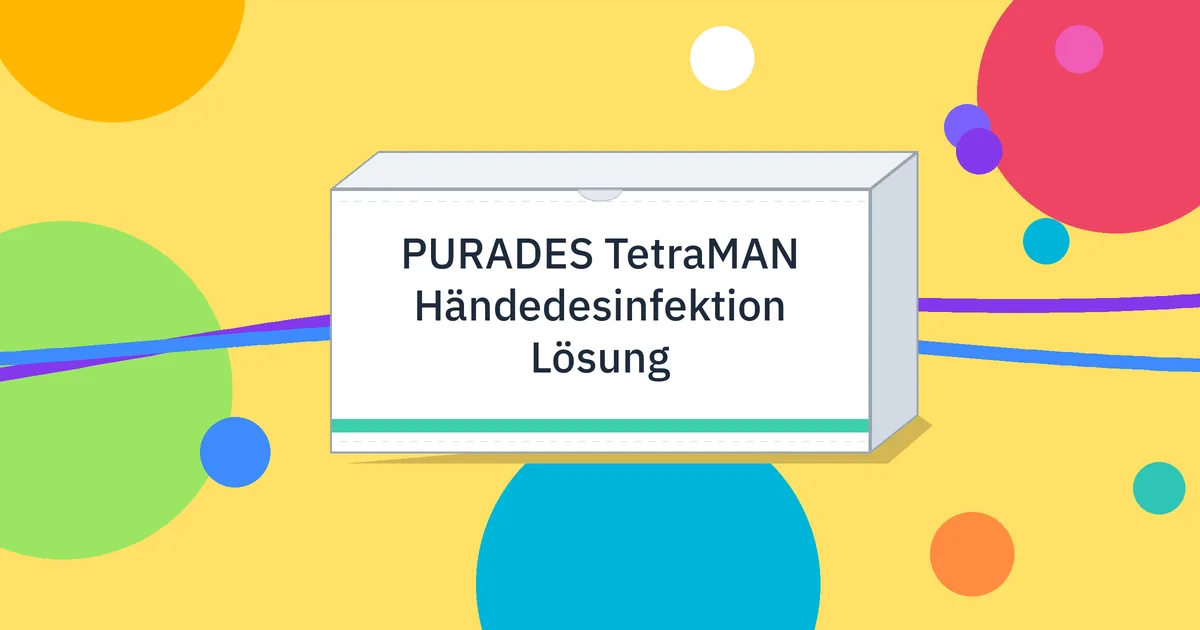 Symbolbild: Packung mit der Aufschrift PURADES TetraMAN Händedesinfektion Lösung (PZN 14005254) – Verfügbarkeit und Bezug in Apotheken in Frankfurt am Main