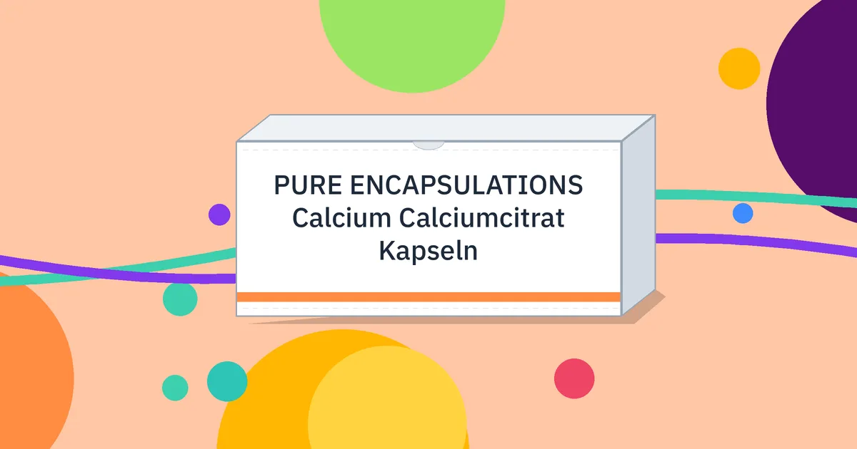 Symbolbild: Packung mit der Aufschrift PURE ENCAPSULATIONS Calcium Calciumcitrat Kapseln (PZN 05135058) – Verfügbarkeit und Bezug in Apotheken in Frankfurt am Main