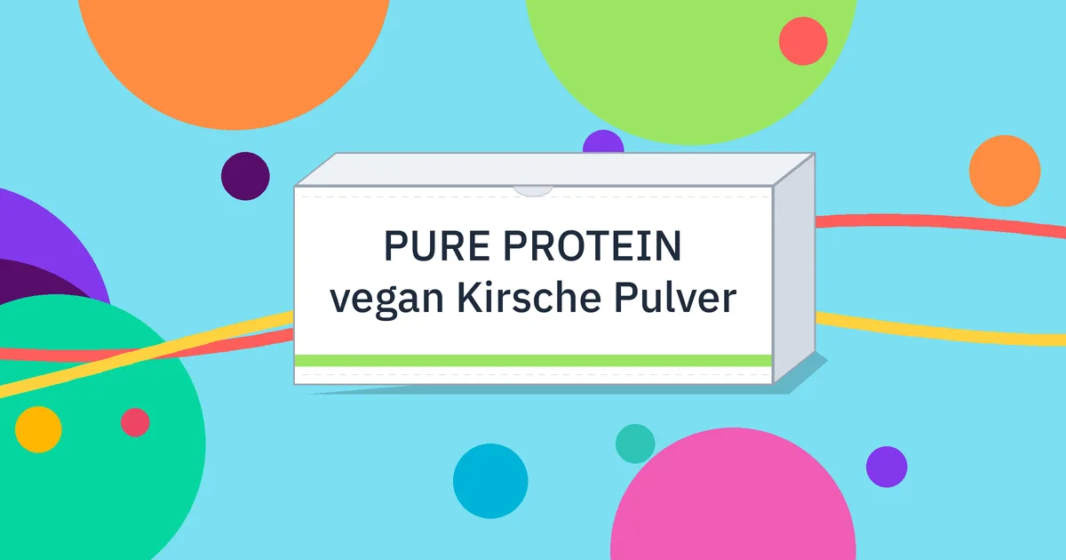 Symbolbild: Packung mit der Aufschrift PURE PROTEIN vegan Kirsche Pulver (PZN 18679340) – Verfügbarkeit und Bezug in Apotheken in Frankfurt am Main