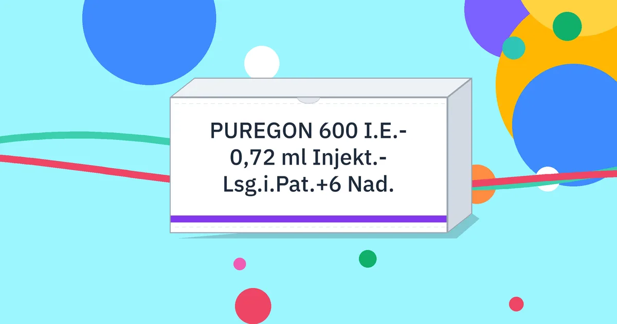 Symbolbild: Packung mit der Aufschrift PUREGON 600 I.E.-0,72 ml Injekt.-Lsg.i.Pat.+6 Nad. (PZN 09615683) – Verfügbarkeit und Bezug in Apotheken in Frankfurt am Main