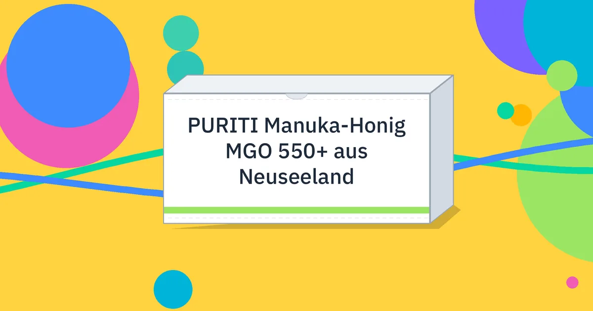 Symbolbild: Packung mit der Aufschrift PURITI Manuka-Honig MGO 550+ aus Neuseeland (PZN 15891766) – Verfügbarkeit und Bezug in Apotheken in Frankfurt am Main