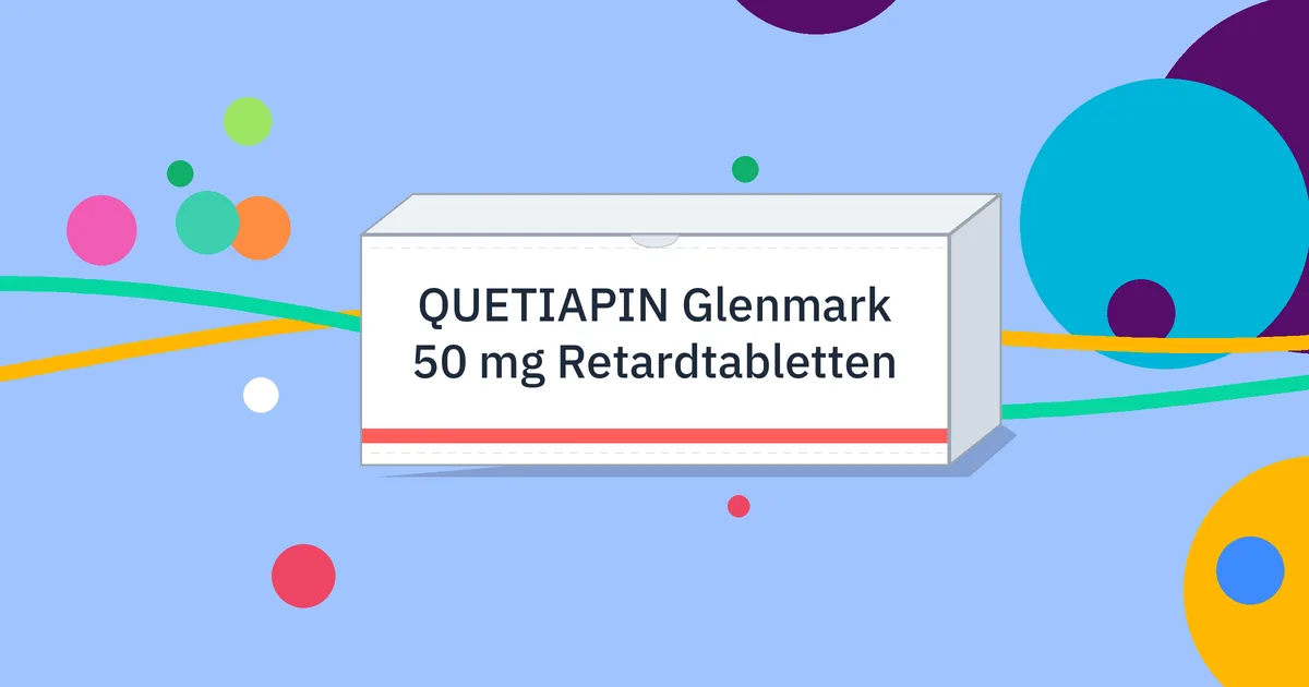Symbolbild: Packung mit der Aufschrift QUETIAPIN Glenmark 50 mg Retardtabletten (PZN 16031480) – Verfügbarkeit und Bezug in Apotheken in Frankfurt am Main