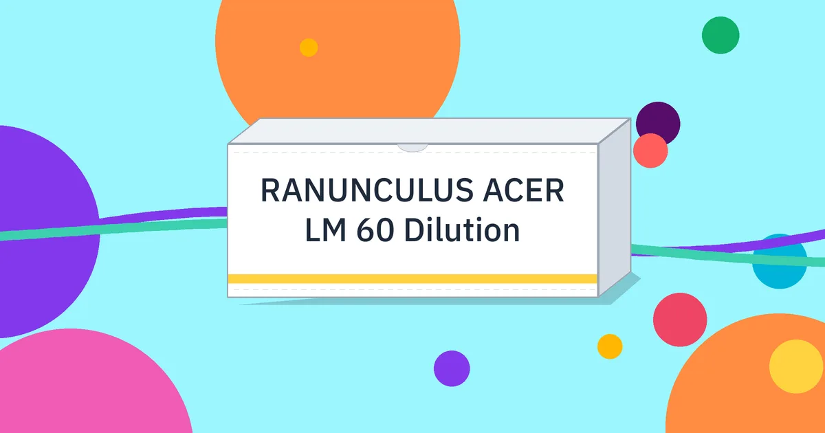 Symbolbild: Packung mit der Aufschrift RANUNCULUS ACER LM 60 Dilution (PZN 13675768) – Verfügbarkeit und Bezug in Apotheken in Frankfurt am Main