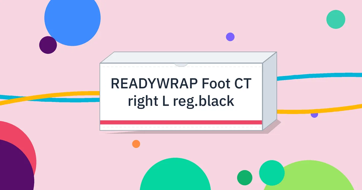 Symbolbild: Packung mit der Aufschrift READYWRAP Foot CT right L reg.black (PZN 18009119) – Verfügbarkeit und Bezug in Apotheken in Frankfurt am Main