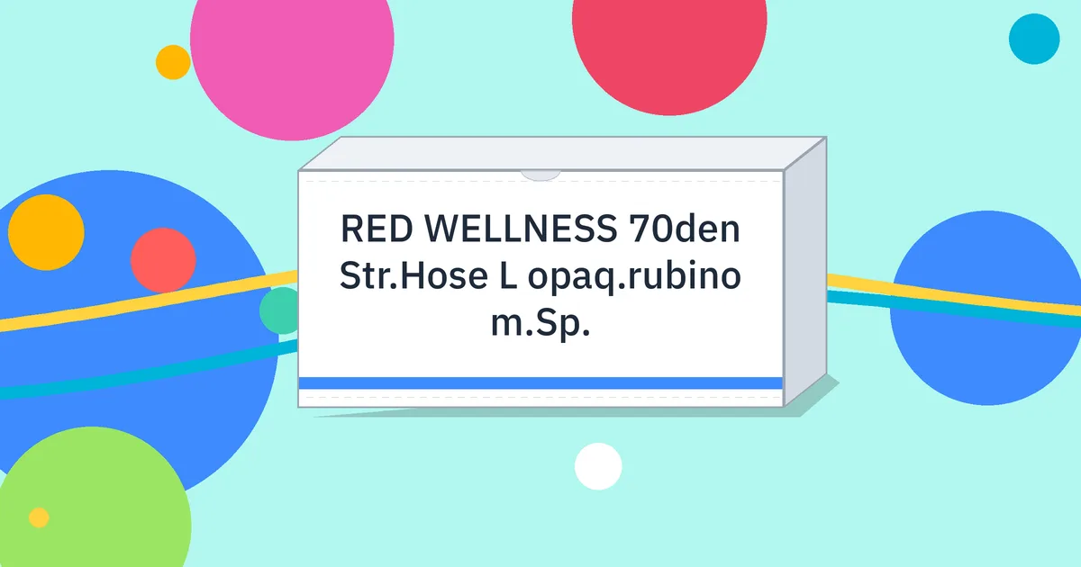 Symbolbild: Packung mit der Aufschrift RED WELLNESS 70den Str.Hose L opaq.rubino m.Sp. (PZN 16176586) – Verfügbarkeit und Bezug in Apotheken in Frankfurt am Main