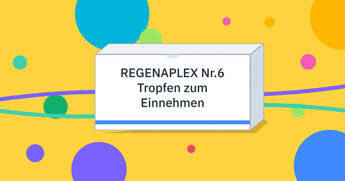 Symbolbild: Packung mit der Aufschrift REGENAPLEX Nr.6 Tropfen zum Einnehmen (PZN 08800473) – Verfügbarkeit und Bezug in Apotheken in Frankfurt am Main