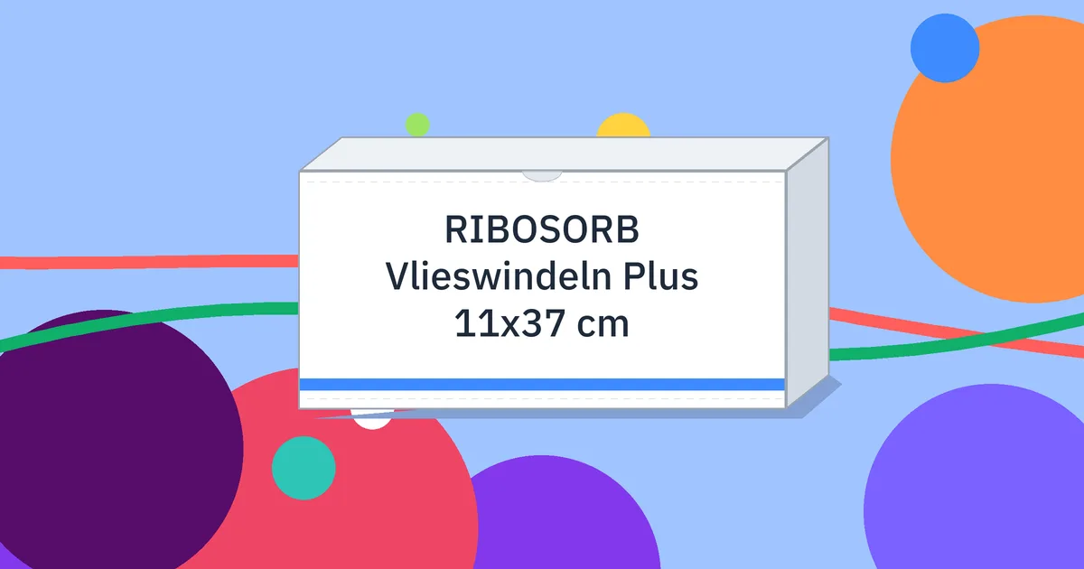 Symbolbild: Packung mit der Aufschrift RIBOSORB Vlieswindeln Plus 11x37 cm (PZN 09074371) – Verfügbarkeit und Bezug in Apotheken in Frankfurt am Main