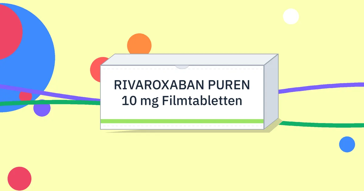 Symbolbild: Packung mit der Aufschrift RIVAROXABAN PUREN 10 mg Filmtabletten (PZN 14006348) – Verfügbarkeit und Bezug in Apotheken in Frankfurt am Main