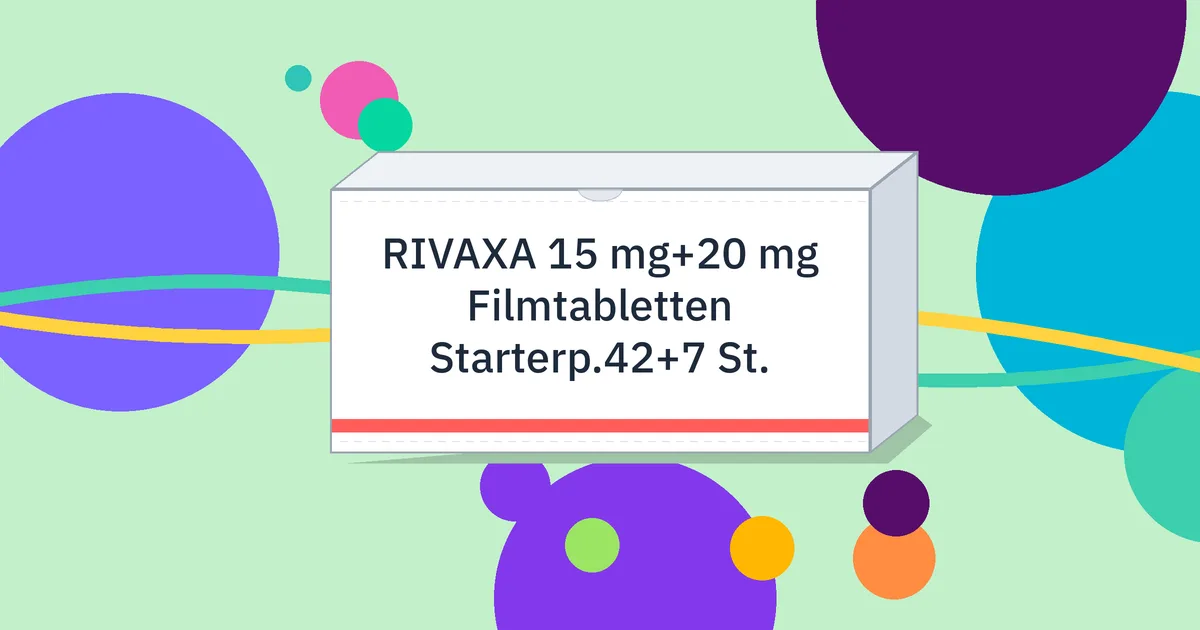 Symbolbild: Packung mit der Aufschrift RIVAXA 15 mg+20 mg Filmtabletten Starterp.42+7 St. (PZN 19074490) – Verfügbarkeit und Bezug in Apotheken in Frankfurt am Main