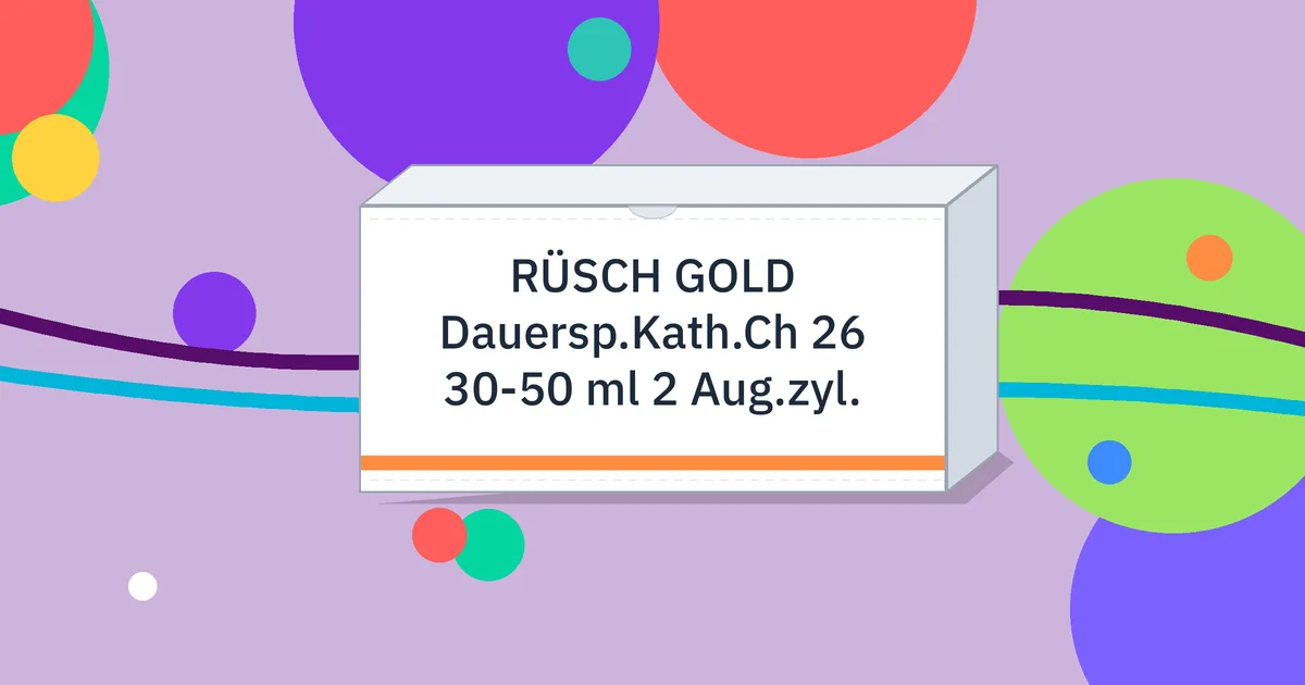 Symbolbild: Packung mit der Aufschrift RÜSCH GOLD Dauersp.Kath.Ch 26 30-50 ml 2 Aug.zyl. (PZN 06186738) – Verfügbarkeit und Bezug in Apotheken in Frankfurt am Main