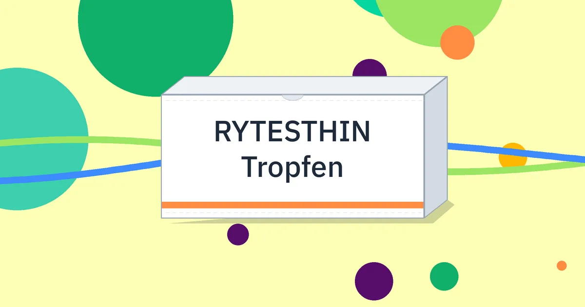 Symbolbild: Packung mit der Aufschrift RYTESTHIN Tropfen (PZN 02381377) – Verfügbarkeit und Bezug in Apotheken in Frankfurt am Main