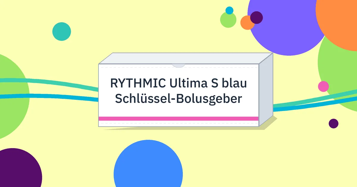Symbolbild: Packung mit der Aufschrift RYTHMIC Ultima S blau Schlüssel-Bolusgeber (PZN 18786544) – Verfügbarkeit und Bezug in Apotheken in Frankfurt am Main
