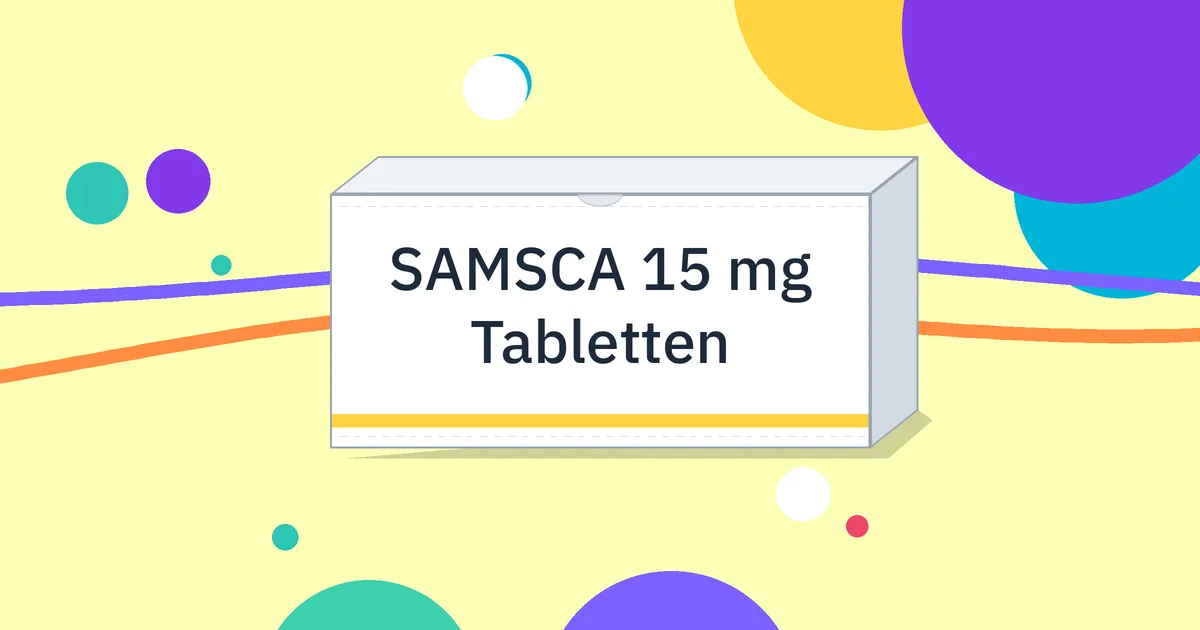 Symbolbild: Packung mit der Aufschrift SAMSCA 15 mg Tabletten (PZN 18771809) – Verfügbarkeit und Bezug in Apotheken in Frankfurt am Main