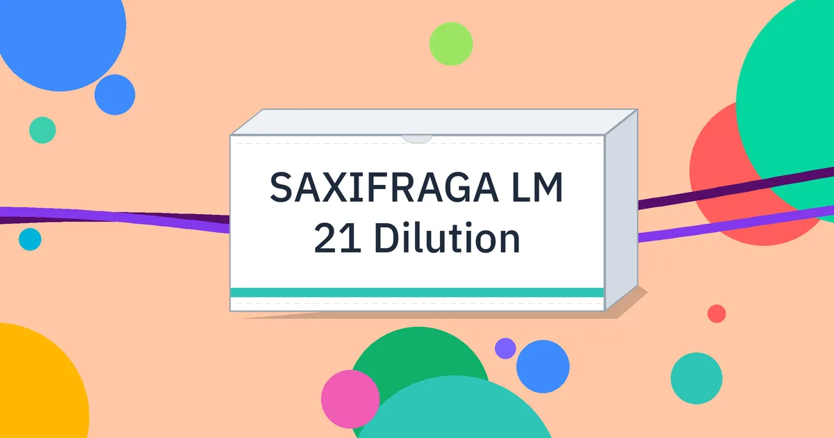 Symbolbild: Packung mit der Aufschrift SAXIFRAGA LM 21 Dilution (PZN 13688512) – Verfügbarkeit und Bezug in Apotheken in Frankfurt am Main