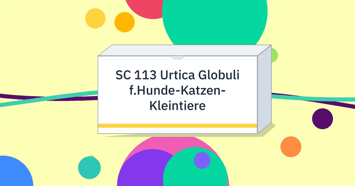 Symbolbild: Packung mit der Aufschrift SC 113 Urtica Globuli f.Hunde-Katzen-Kleintiere (PZN 09441527) – Verfügbarkeit und Bezug in Apotheken in Frankfurt am Main