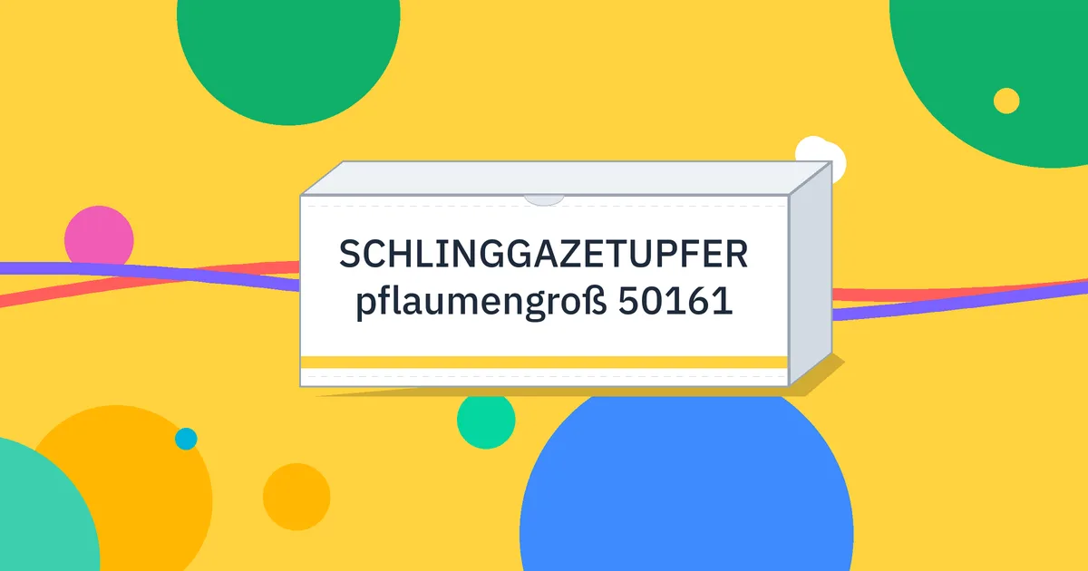 Symbolbild: Packung mit der Aufschrift SCHLINGGAZETUPFER pflaumengroß 50161 (PZN 00185910) – Verfügbarkeit und Bezug in Apotheken in Frankfurt am Main