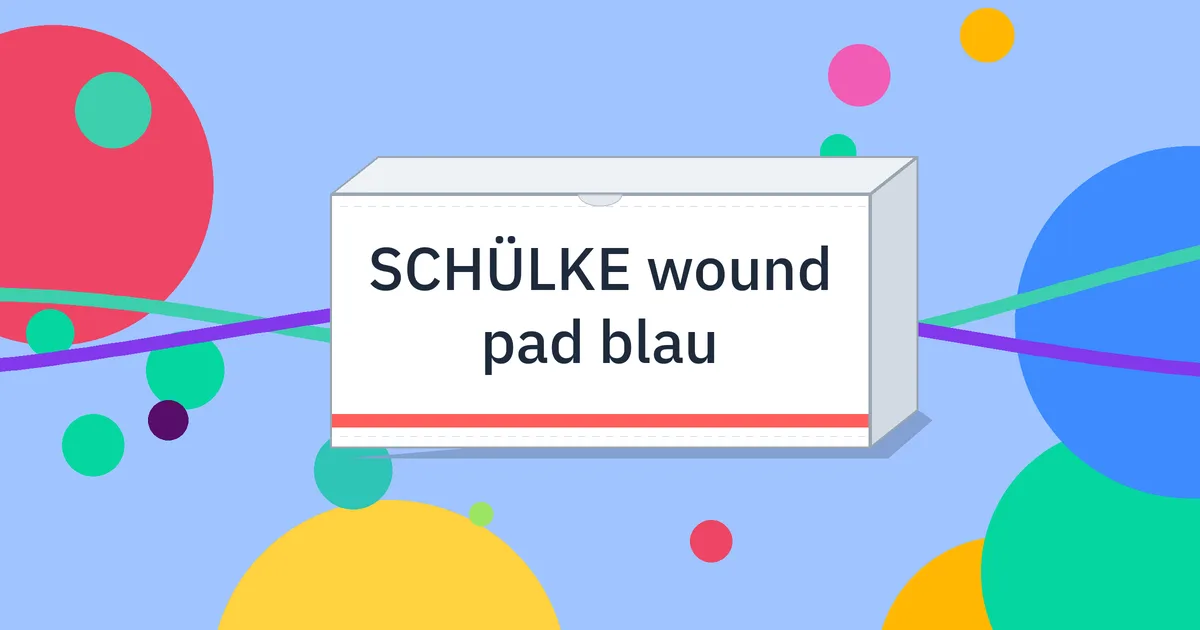 Symbolbild: Packung mit der Aufschrift SCHÜLKE wound pad blau (PZN 11268409) – Verfügbarkeit und Bezug in Apotheken in Frankfurt am Main