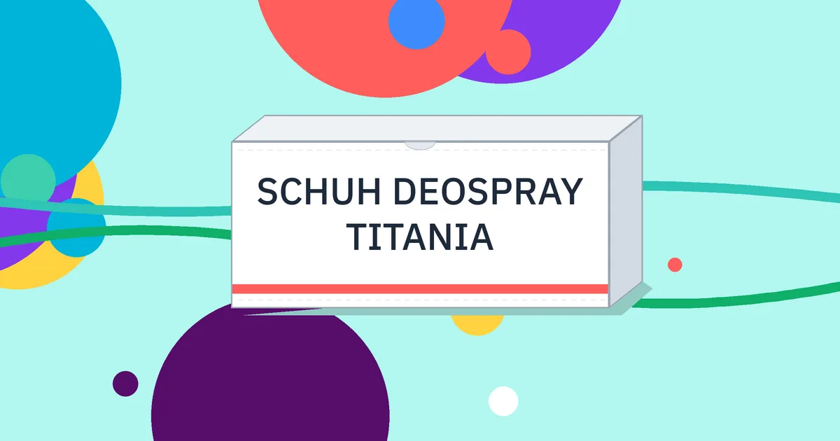 Symbolbild: Packung mit der Aufschrift SCHUH DEOSPRAY TITANIA (PZN 05958179) – Verfügbarkeit und Bezug in Apotheken in Frankfurt am Main