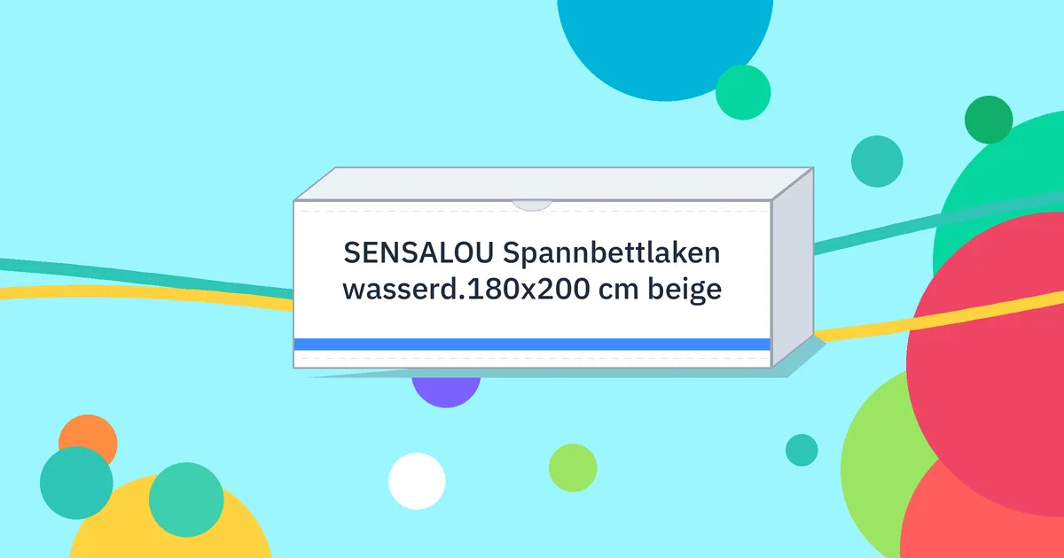 Symbolbild: Packung mit der Aufschrift SENSALOU Spannbettlaken wasserd.180x200 cm beige (PZN 20738736) – Verfügbarkeit und Bezug in Apotheken in Frankfurt am Main