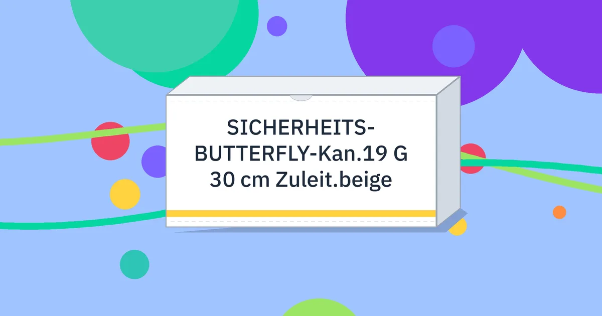 Symbolbild: Packung mit der Aufschrift SICHERHEITS-BUTTERFLY-Kan.19 G 30 cm Zuleit.beige (PZN 15822535) – Verfügbarkeit und Bezug in Apotheken in Frankfurt am Main