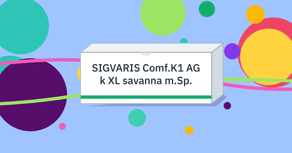 Symbolbild: Packung mit der Aufschrift SIGVARIS Comf.K1 AG k XL savanna m.Sp. (PZN 17095683) – Verfügbarkeit und Bezug in Apotheken in Frankfurt am Main