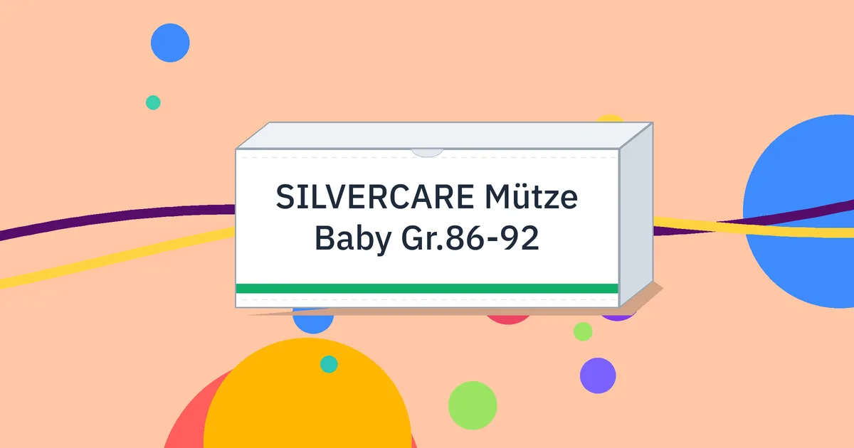 Symbolbild: Packung mit der Aufschrift SILVERCARE Mütze Baby Gr.86-92 (PZN 01110363) – Verfügbarkeit und Bezug in Apotheken in Frankfurt am Main