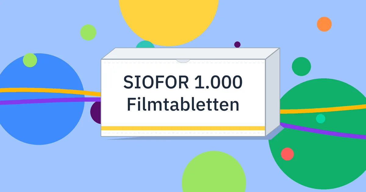 Symbolbild: Packung mit der Aufschrift SIOFOR 1.000 Filmtabletten (PZN 02814161) – Verfügbarkeit und Bezug in Apotheken in Frankfurt am Main