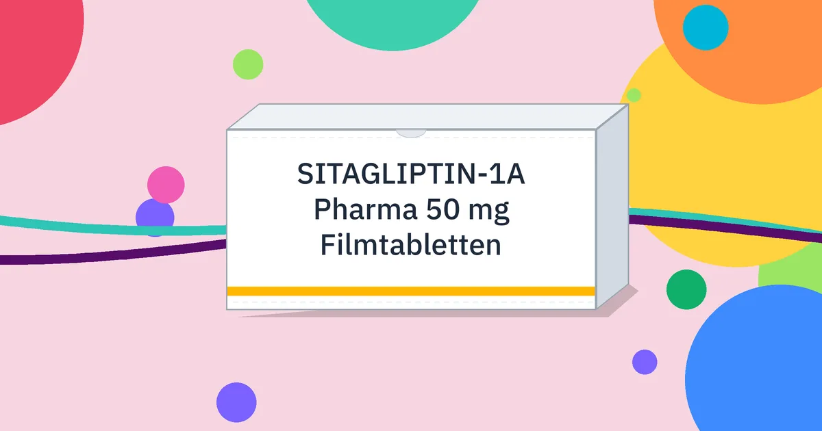 Symbolbild: Packung mit der Aufschrift SITAGLIPTIN-1A Pharma 50 mg Filmtabletten (PZN 17816220) – Verfügbarkeit und Bezug in Apotheken in Frankfurt am Main