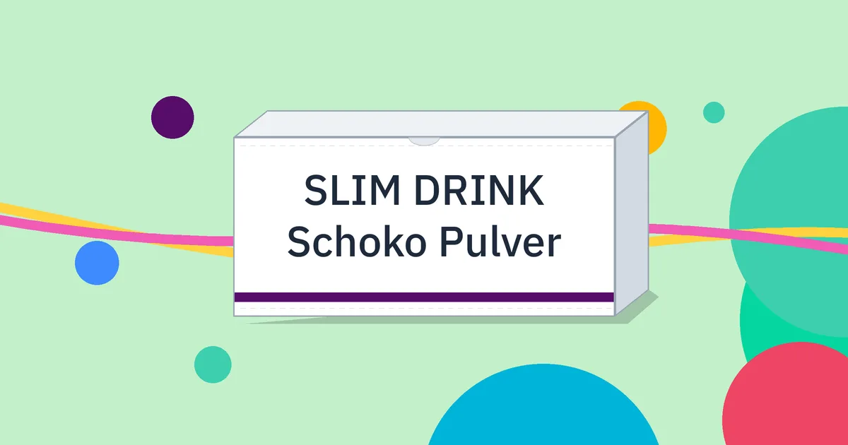 Symbolbild: Packung mit der Aufschrift SLIM DRINK Schoko Pulver (PZN 13983151) – Verfügbarkeit und Bezug in Apotheken in Frankfurt am Main