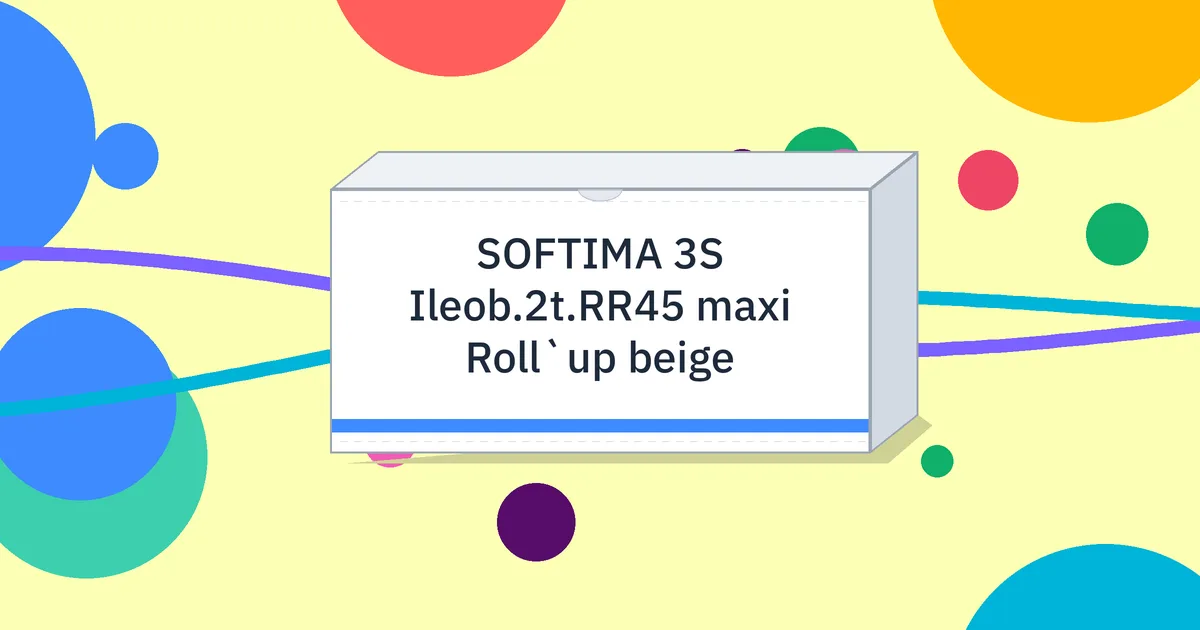Symbolbild: Packung mit der Aufschrift SOFTIMA 3S Ileob.2t.RR45 maxi Roll`up beige (PZN 04809359) – Verfügbarkeit und Bezug in Apotheken in Frankfurt am Main