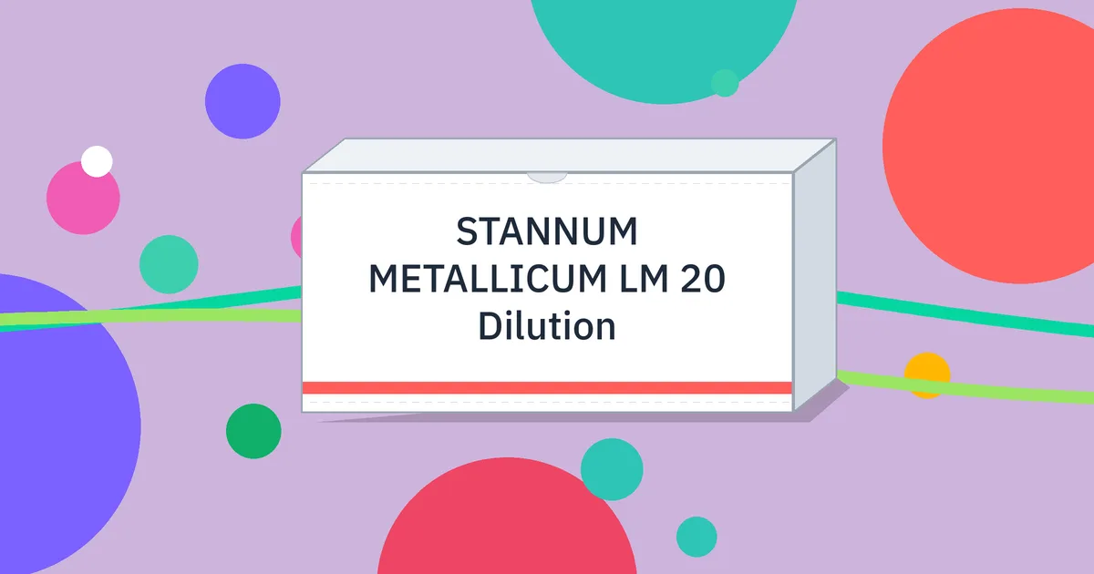 Symbolbild: Packung mit der Aufschrift STANNUM METALLICUM LM 20 Dilution (PZN 13199279) – Verfügbarkeit und Bezug in Apotheken in Frankfurt am Main
