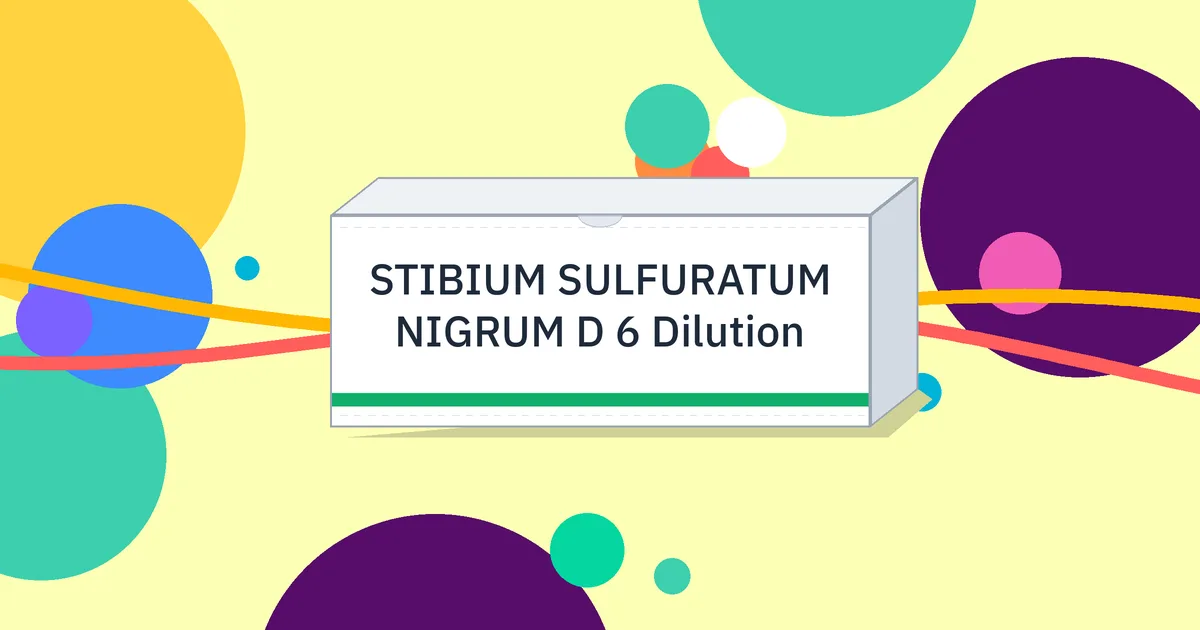 Symbolbild: Packung mit der Aufschrift STIBIUM SULFURATUM NIGRUM D 6 Dilution (PZN 01066403) – Verfügbarkeit und Bezug in Apotheken in Frankfurt am Main