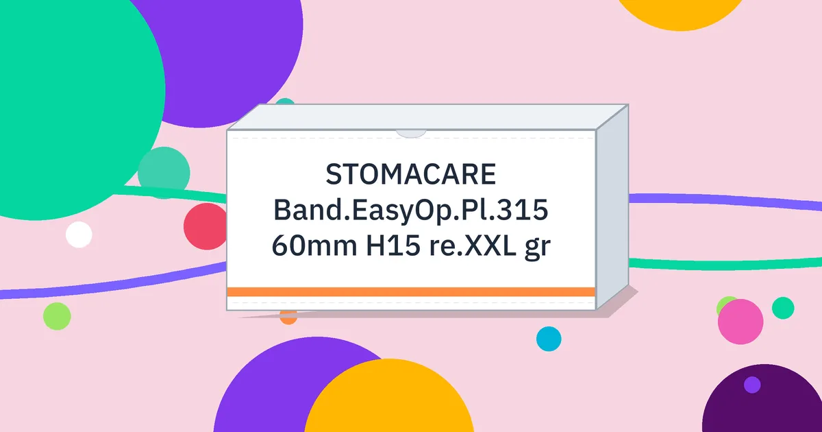Symbolbild: Packung mit der Aufschrift STOMACARE Band.EasyOp.Pl.315 60mm H15 re.XXL gr (PZN 17905515) – Verfügbarkeit und Bezug in Apotheken in Frankfurt am Main