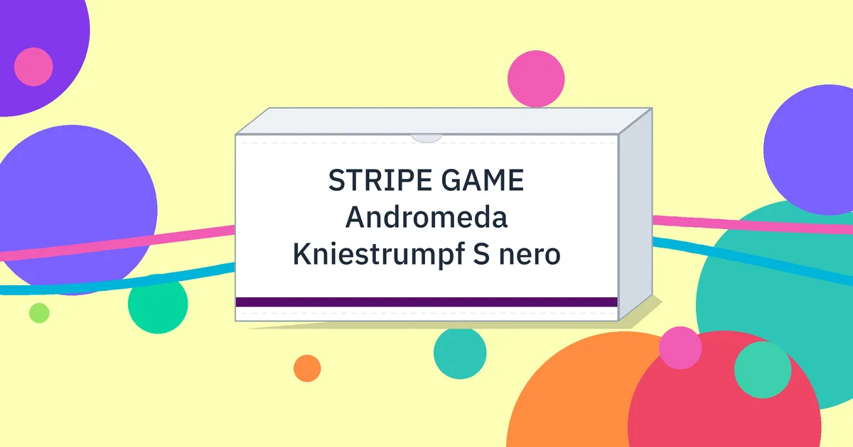 Symbolbild: Packung mit der Aufschrift STRIPE GAME Andromeda Kniestrumpf S nero (PZN 20209417) – Verfügbarkeit und Bezug in Apotheken in Frankfurt am Main