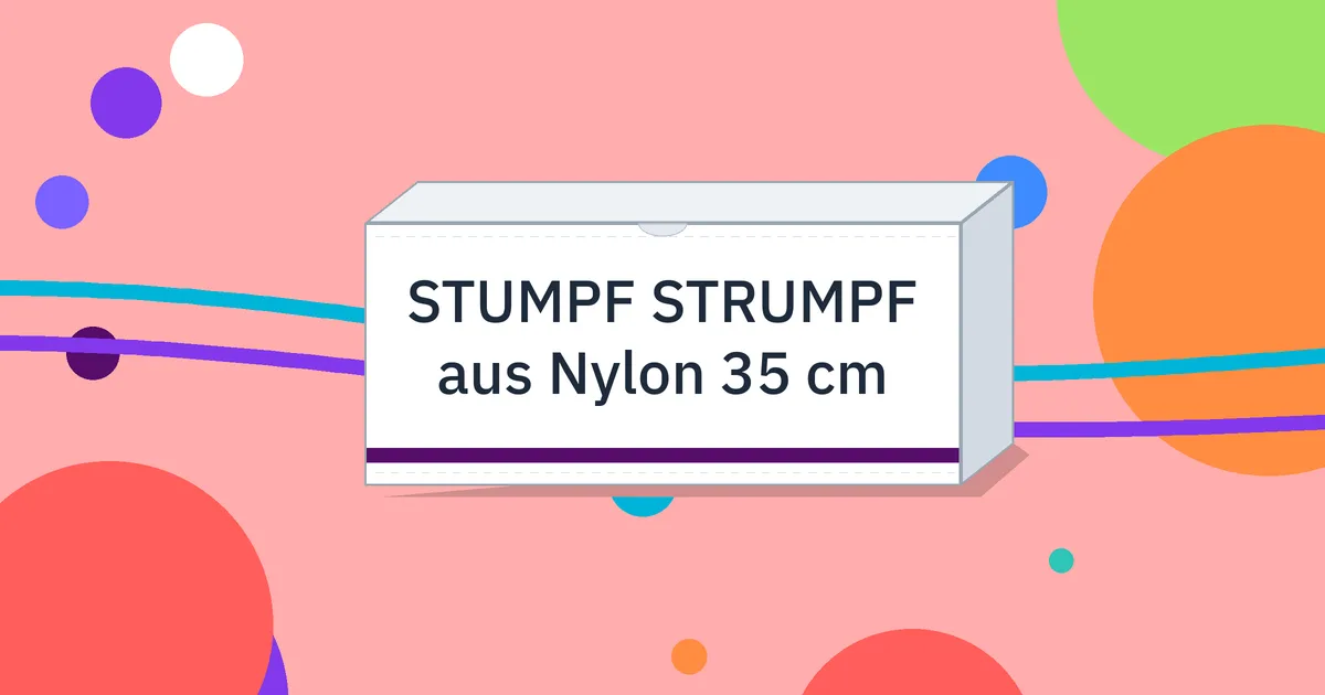 Symbolbild: Packung mit der Aufschrift STUMPF STRUMPF aus Nylon 35 cm (PZN 01978682) – Verfügbarkeit und Bezug in Apotheken in Frankfurt am Main