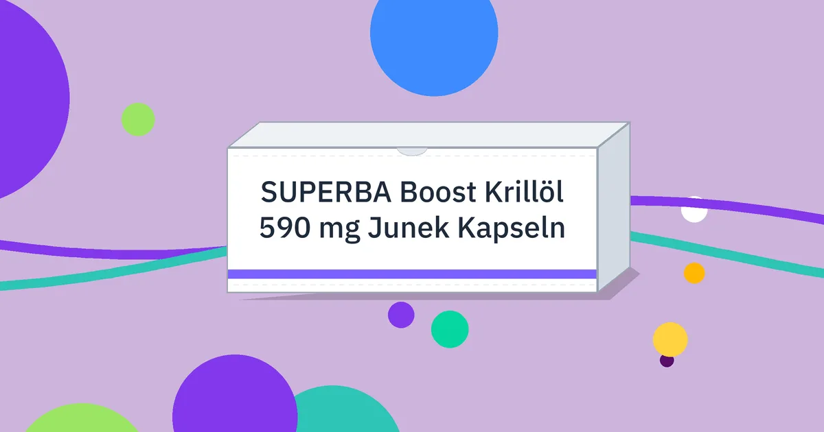 Symbolbild: Packung mit der Aufschrift SUPERBA Boost Krillöl 590 mg Junek Kapseln (PZN 20890929) – Verfügbarkeit und Bezug in Apotheken in Frankfurt am Main