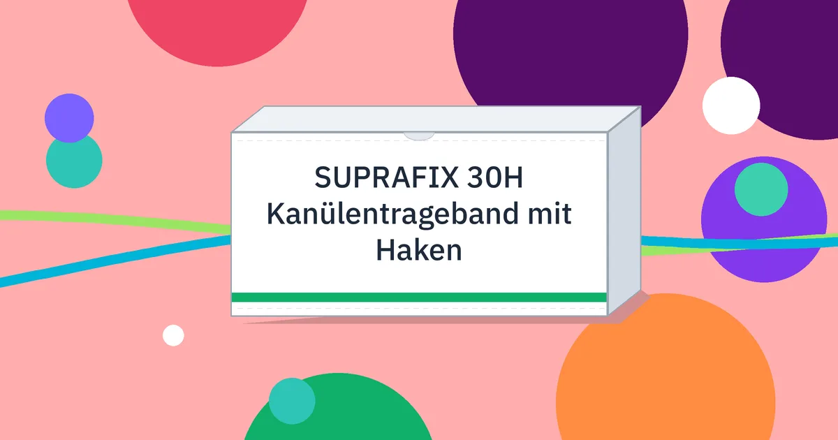 Symbolbild: Packung mit der Aufschrift SUPRAFIX 30H Kanülentrageband mit Haken (PZN 03900603) – Verfügbarkeit und Bezug in Apotheken in Frankfurt am Main