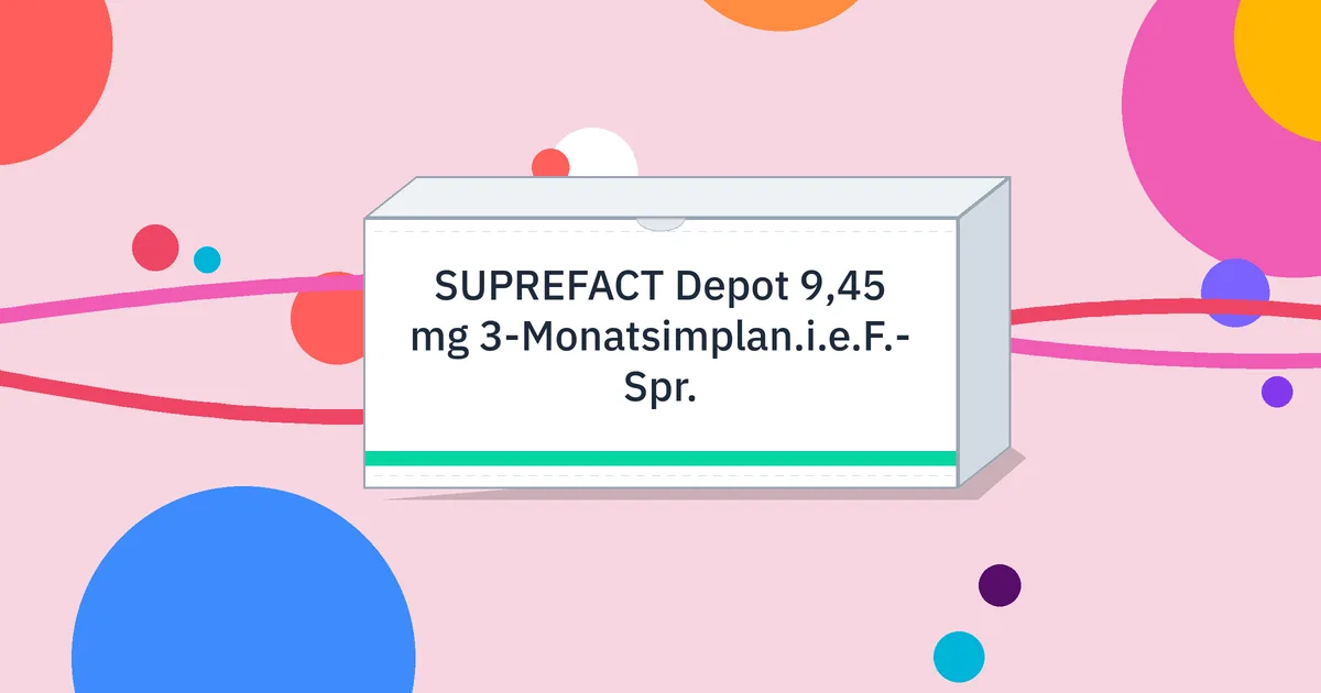Symbolbild: Packung mit der Aufschrift SUPREFACT Depot 9,45 mg 3-Monatsimplan.i.e.F.-Spr. (PZN 06098738) – Verfügbarkeit und Bezug in Apotheken in Frankfurt am Main