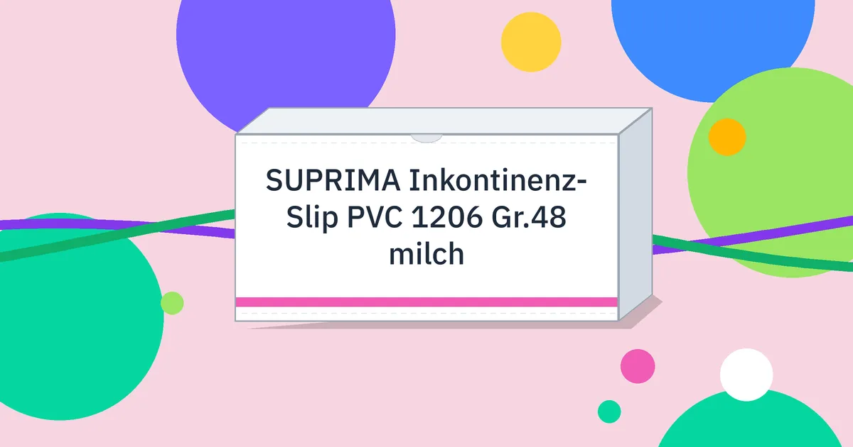 Symbolbild: Packung mit der Aufschrift SUPRIMA Inkontinenz-Slip PVC 1206 Gr.48 milch (PZN 03922220) – Verfügbarkeit und Bezug in Apotheken in Frankfurt am Main