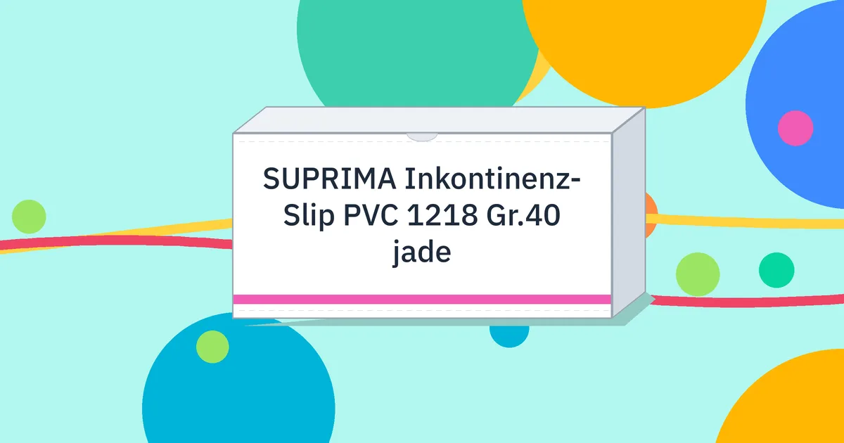 Symbolbild: Packung mit der Aufschrift SUPRIMA Inkontinenz-Slip PVC 1218 Gr.40 jade (PZN 03073502) – Verfügbarkeit und Bezug in Apotheken in Frankfurt am Main