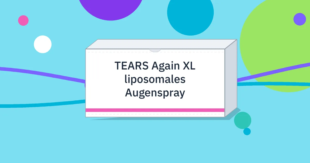 Symbolbild: Packung mit der Aufschrift TEARS Again XL liposomales Augenspray (PZN 05105577) – Verfügbarkeit und Bezug in Apotheken in Frankfurt am Main