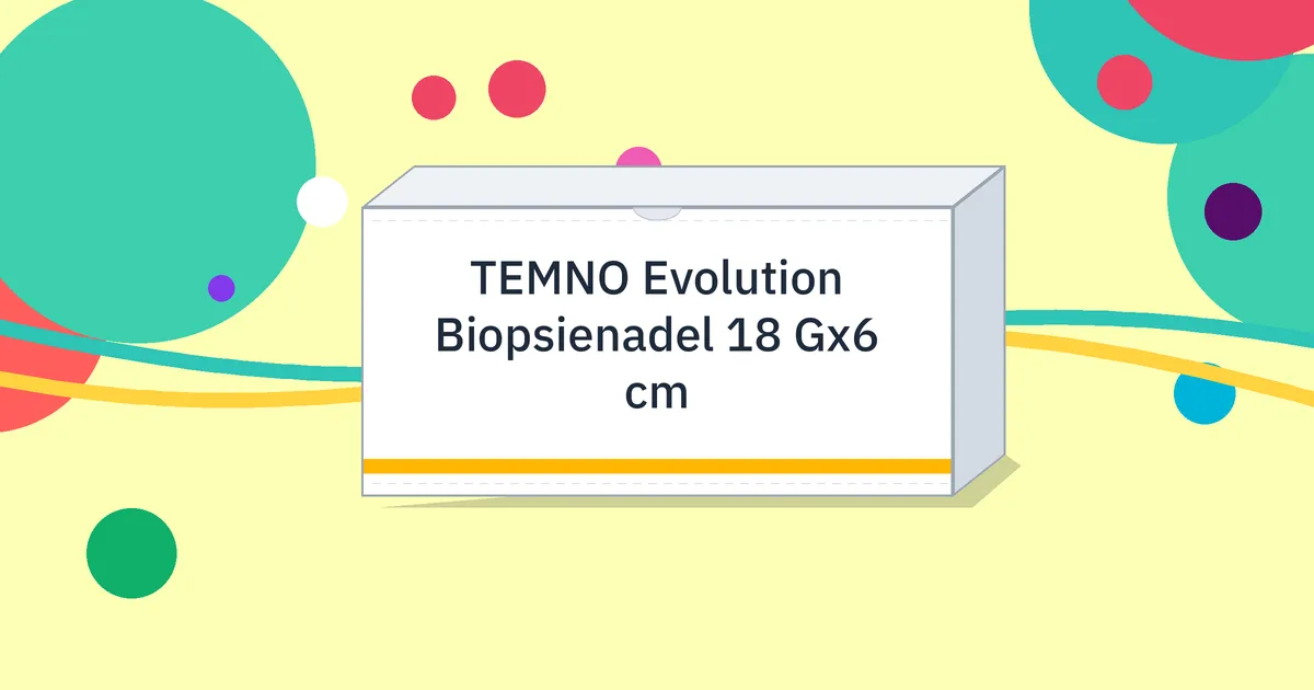 Symbolbild: Packung mit der Aufschrift TEMNO Evolution Biopsienadel 18 Gx6 cm (PZN 18765909) – Verfügbarkeit und Bezug in Apotheken in Frankfurt am Main