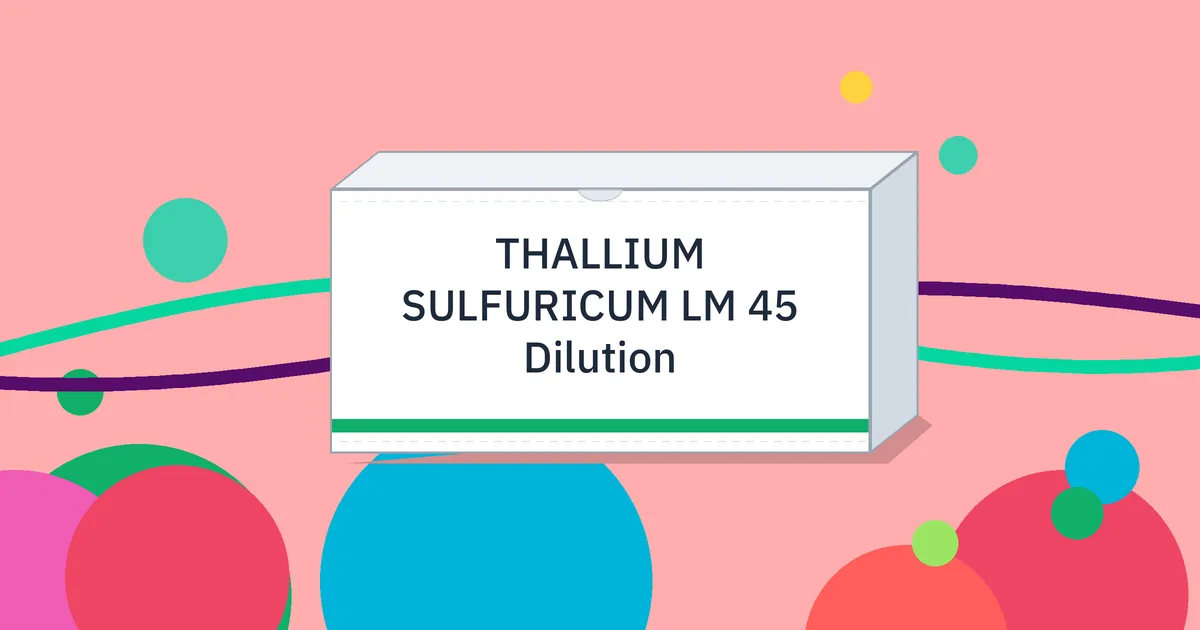 Symbolbild: Packung mit der Aufschrift THALLIUM SULFURICUM LM 45 Dilution (PZN 13219071) – Verfügbarkeit und Bezug in Apotheken in Frankfurt am Main