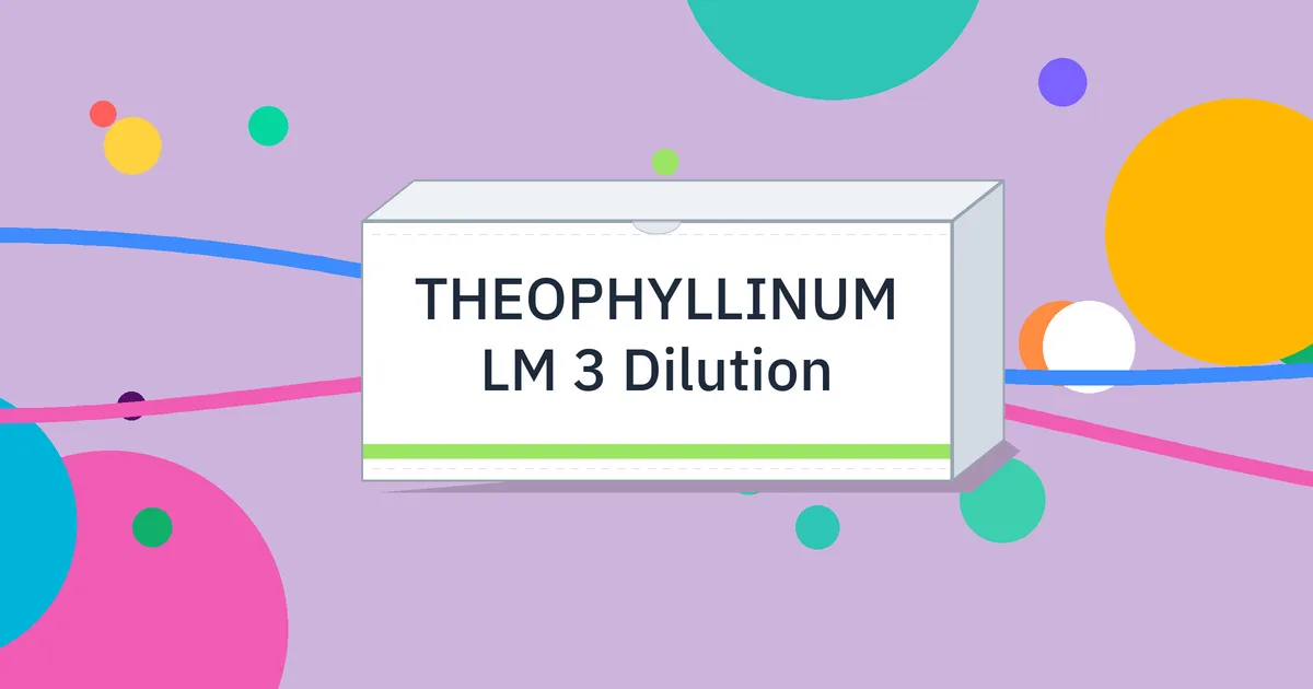 Symbolbild: Packung mit der Aufschrift THEOPHYLLINUM LM 3 Dilution (PZN 13220134) – Verfügbarkeit und Bezug in Apotheken in Frankfurt am Main