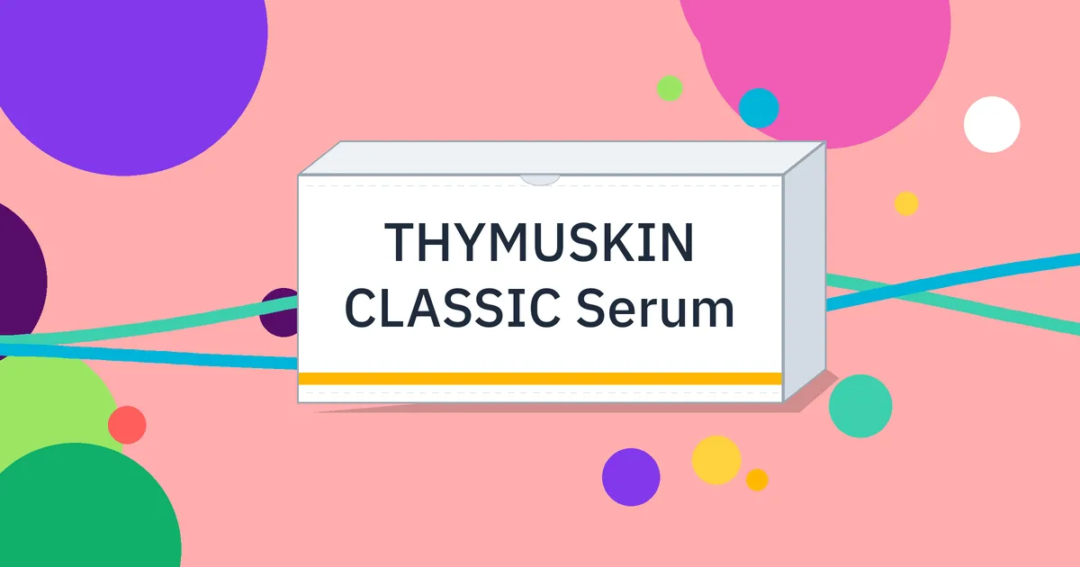 Symbolbild: Packung mit der Aufschrift THYMUSKIN CLASSIC Serum (PZN 10254138) – Verfügbarkeit und Bezug in Apotheken in Frankfurt am Main