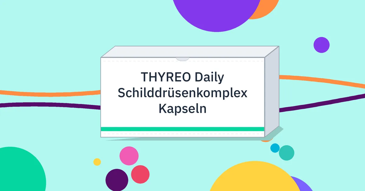 Symbolbild: Packung mit der Aufschrift THYREO Daily Schilddrüsenkomplex Kapseln (PZN 19770456) – Verfügbarkeit und Bezug in Apotheken in Frankfurt am Main
