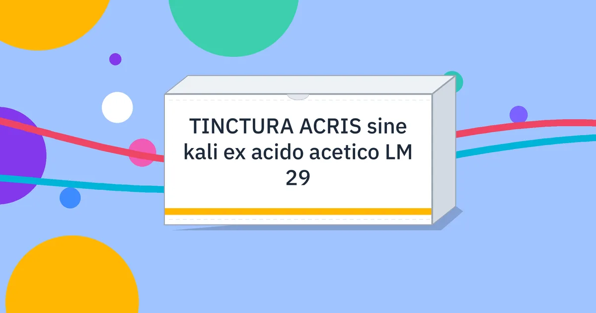 Symbolbild: Packung mit der Aufschrift TINCTURA ACRIS sine kali ex acido acetico LM 29 (PZN 13701750) – Verfügbarkeit und Bezug in Apotheken in Frankfurt am Main