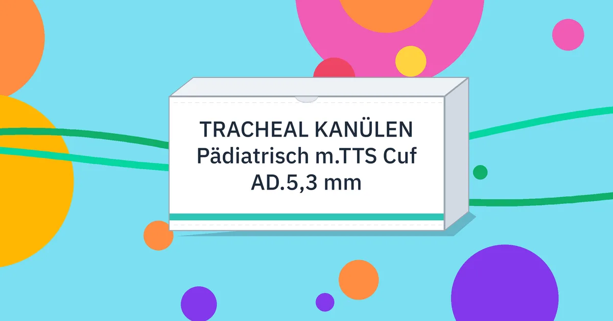 Symbolbild: Packung mit der Aufschrift TRACHEAL KANÜLEN Pädiatrisch m.TTS Cuf AD.5,3 mm (PZN 09217563) – Verfügbarkeit und Bezug in Apotheken in Frankfurt am Main