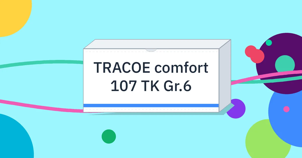 Symbolbild: Packung mit der Aufschrift TRACOE comfort 107 TK Gr.6 (PZN 10750251) – Verfügbarkeit und Bezug in Apotheken in Frankfurt am Main