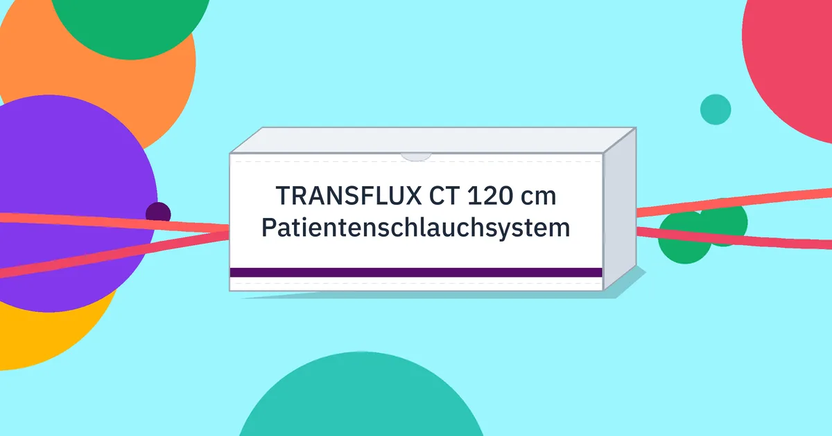 Symbolbild: Packung mit der Aufschrift TRANSFLUX CT 120 cm Patientenschlauchsystem (PZN 13897954) – Verfügbarkeit und Bezug in Apotheken in Frankfurt am Main